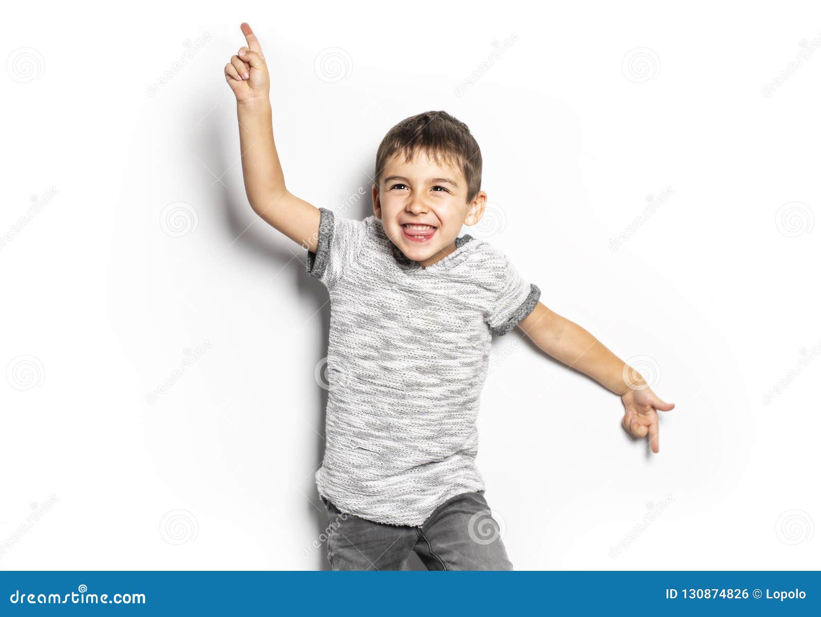 Boy Having Fun on Studio White Background Stock Photo - Image of ...
