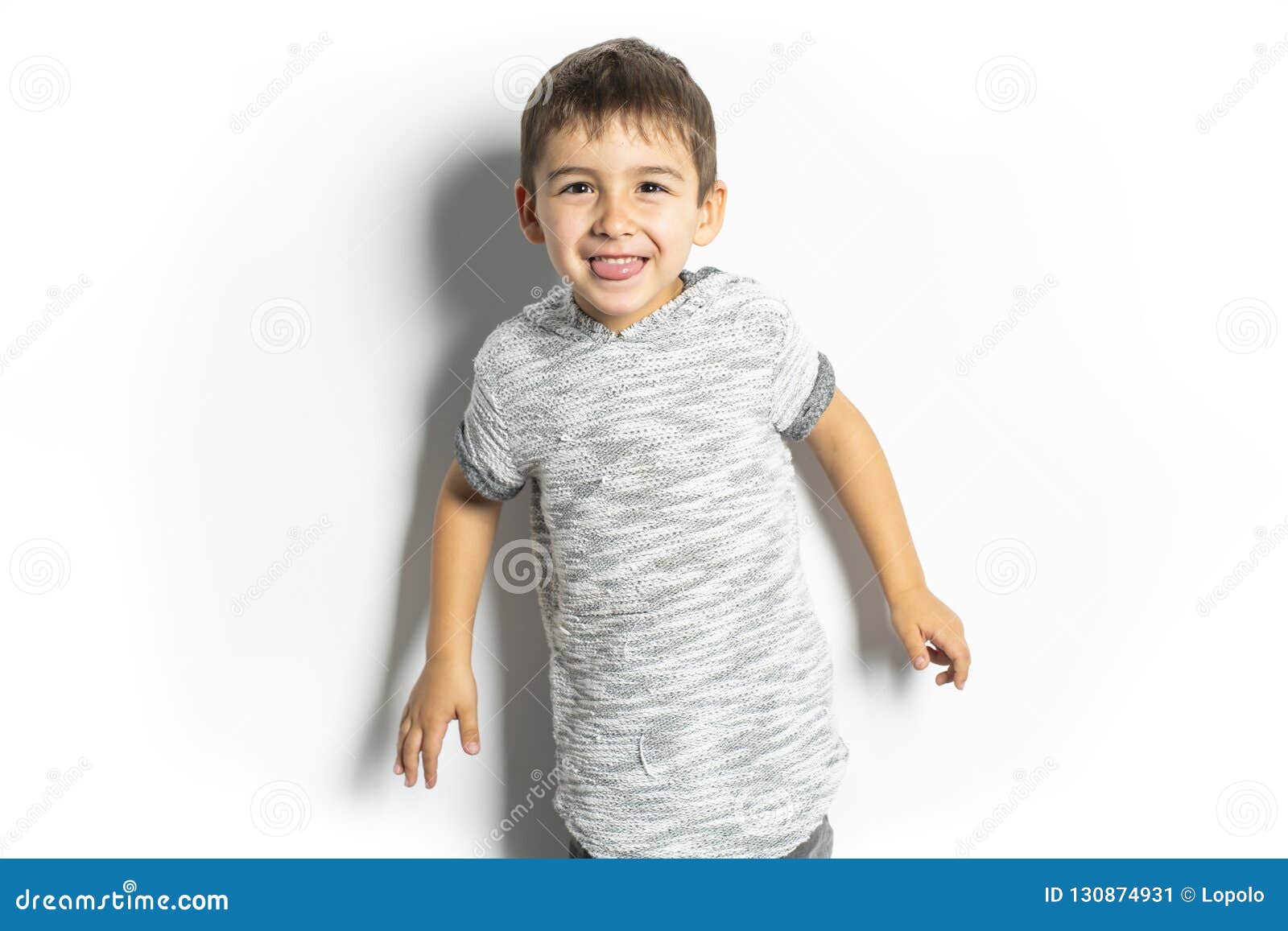 Boy Having Fun on Studio White Background Stock Image - Image of laugh ...