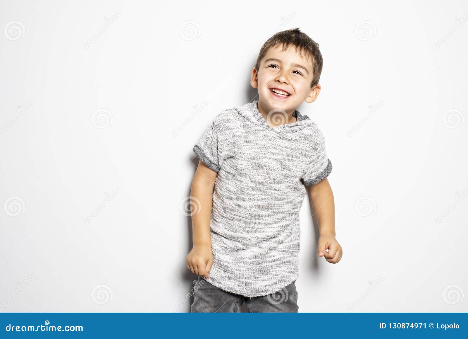 Boy Having Fun on Studio White Background Stock Image - Image of 9hand ...