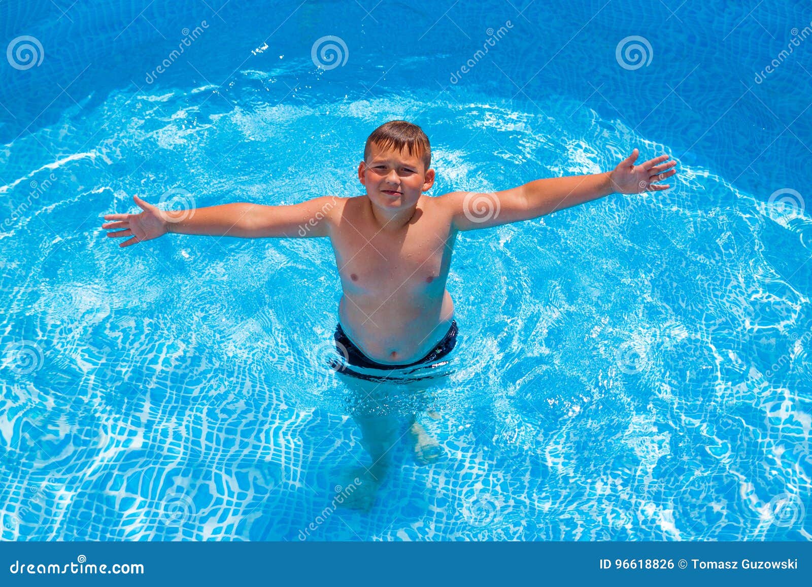 Boy in Having Fun in the Swimming Pool Stock Photo - Image of happiness ...