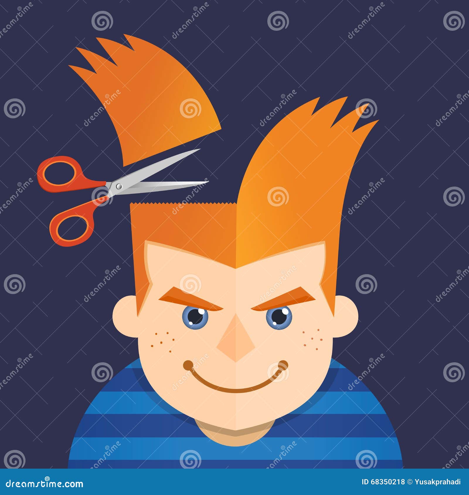 Boy Having a Hair Cut stock vector. Illustration of character - 68350218