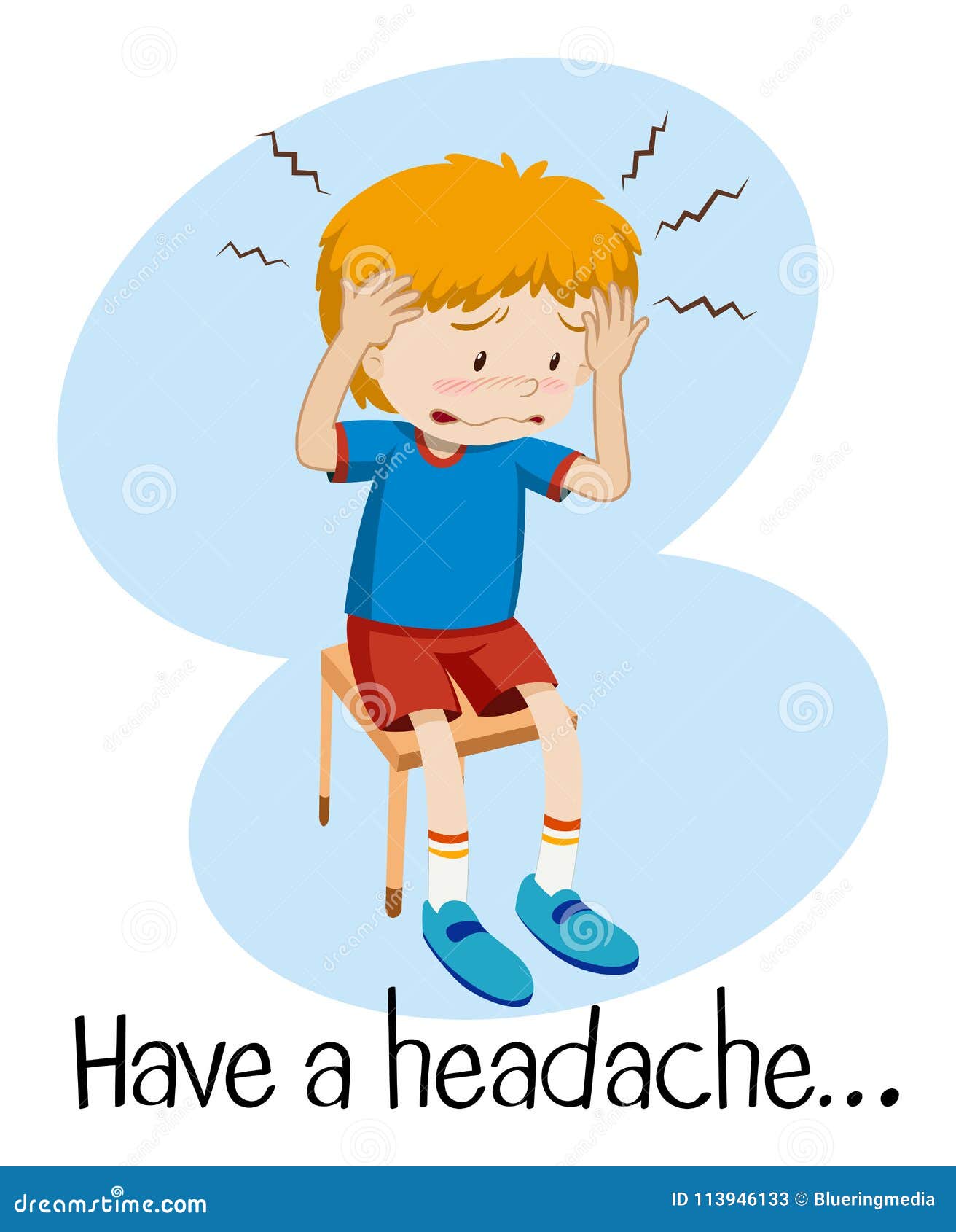 A Boy Having a Headache stock vector. Illustration of drawing - 113946133