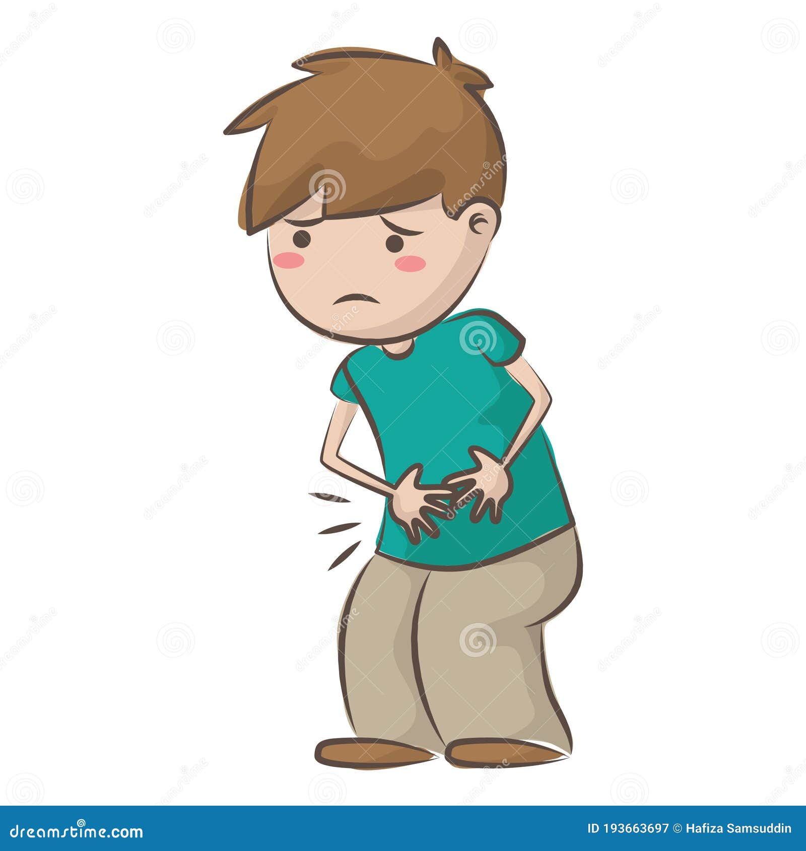 Stomachache Vector Icon Isolated On White Background. Outline, Thin ...