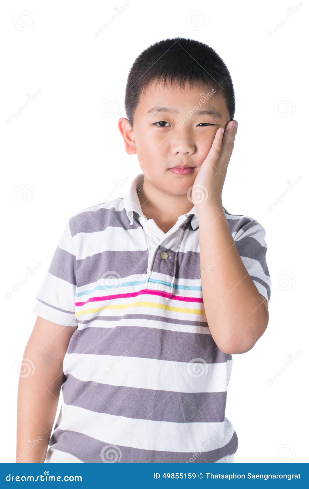 Boy Having a Toothache Holding His Face with His Hand, Isolated on the ...