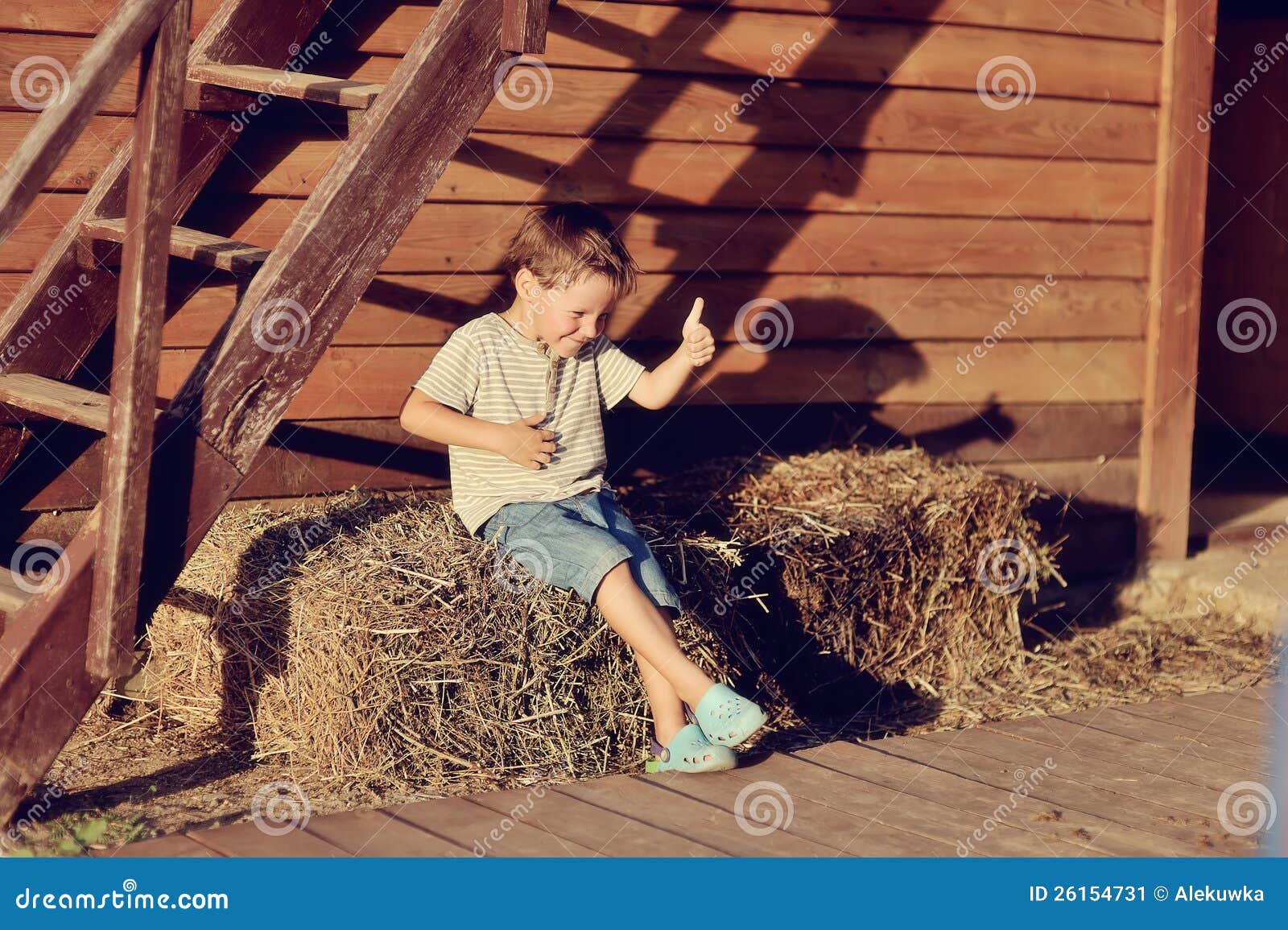 The boy on hay stock image. Image of loft, pine, traditional - 26154731