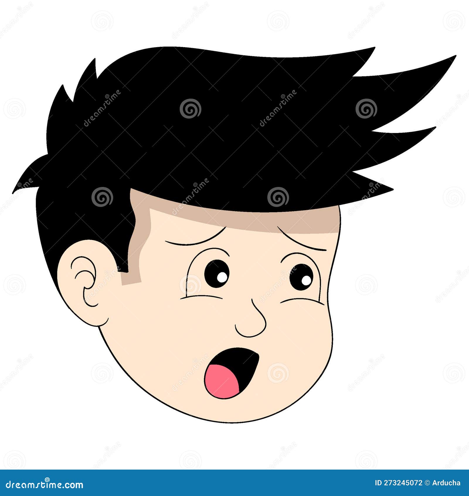 Boy Head Emoticon with Facial Expression Afraid of Being Scolded Stock ...