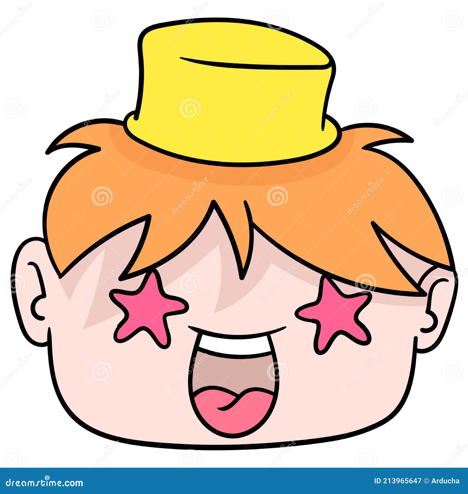 Boy Head with an Expression of Starry Eyes Admire. Doodle Icon Drawing ...