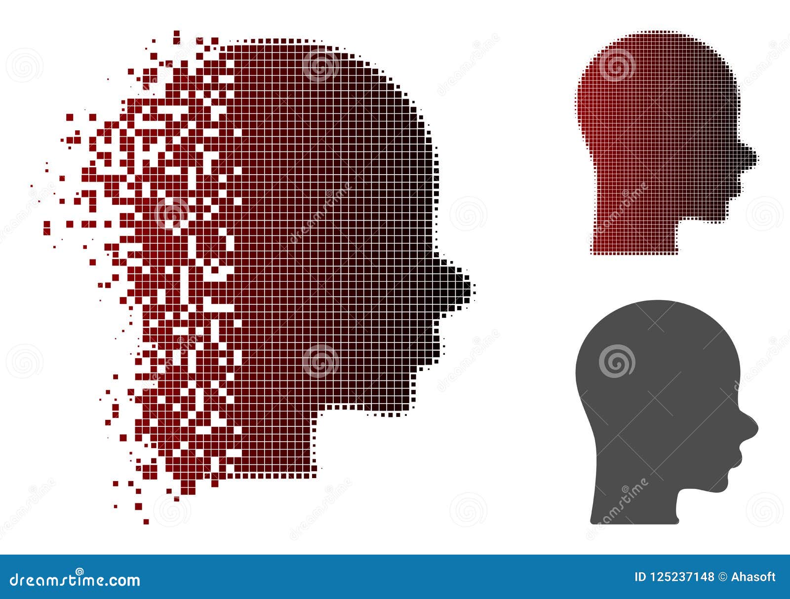 Destructed Pixel Halftone Boy Head Icon Stock Vector - Illustration of ...