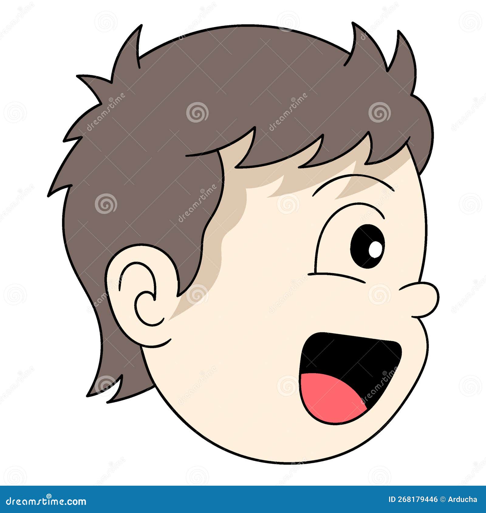 Boy Head is Laughing from Side Angle Stock Vector - Illustration of ...