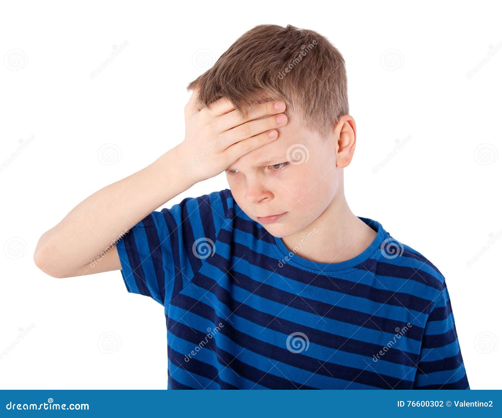 Boy with headache stock photo. Image of person, child - 76600302