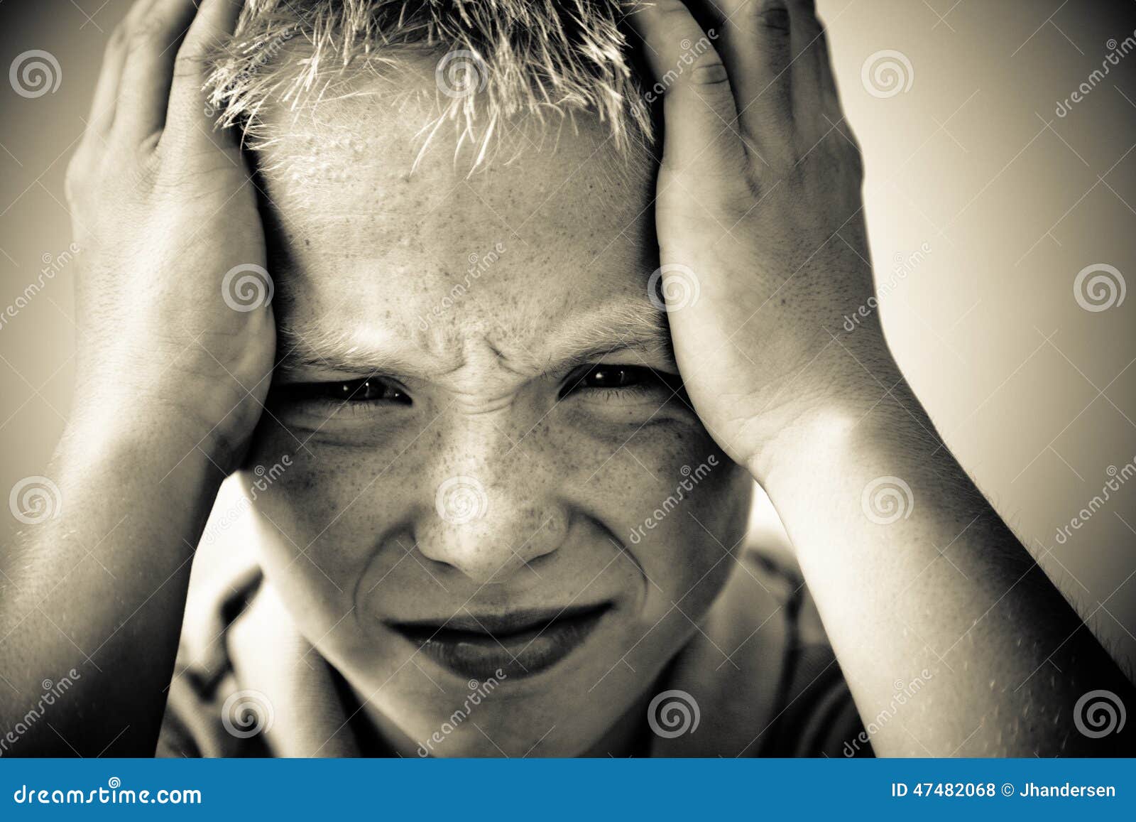 Boy with a headache stock photo. Image of anxiety, headache - 47482068