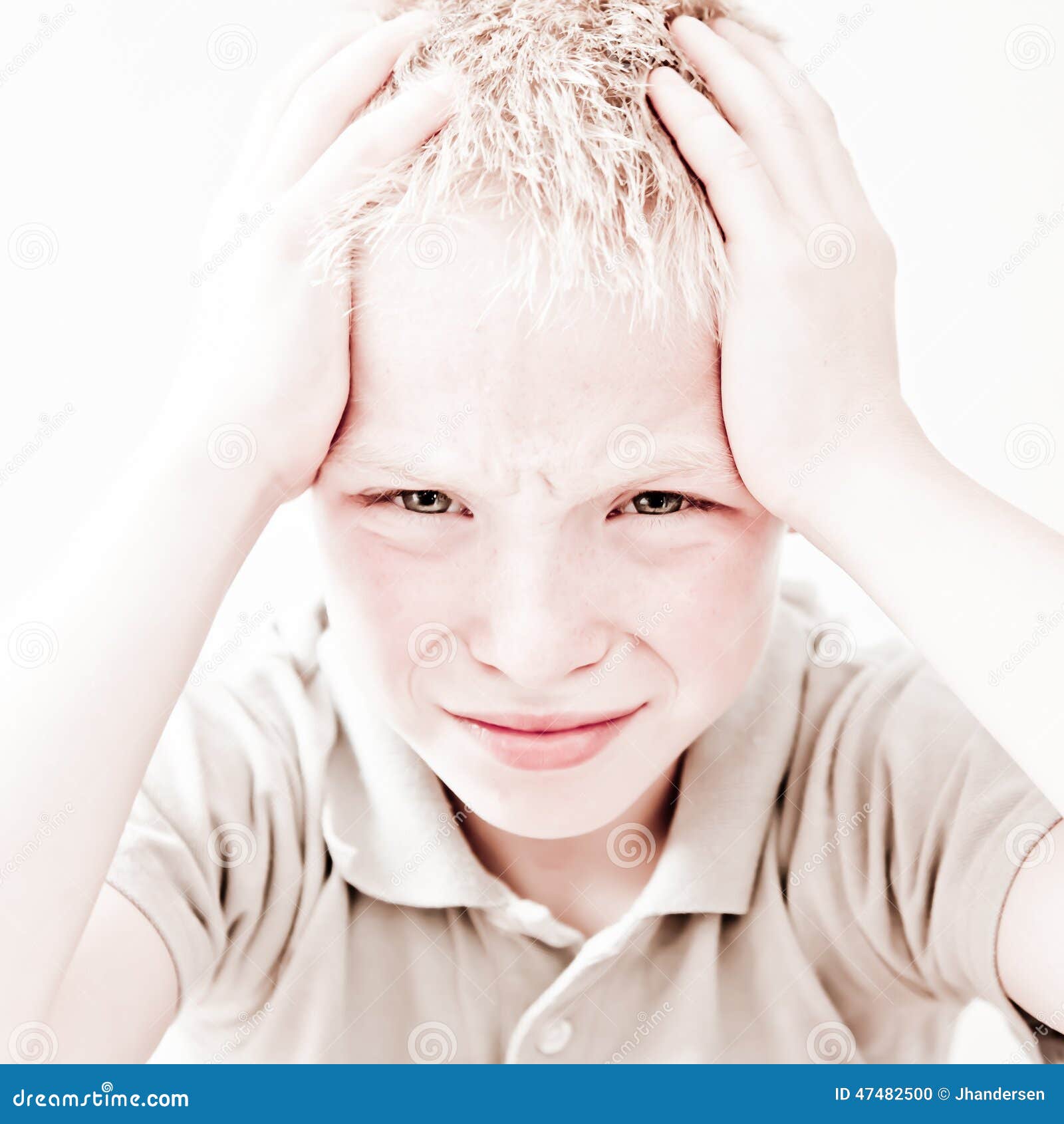 Boy with a headache stock photo. Image of headache, childhood - 47482500