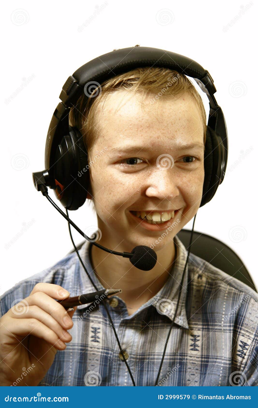 Boy with headphones stock image. Image of microphone, loud - 2999579