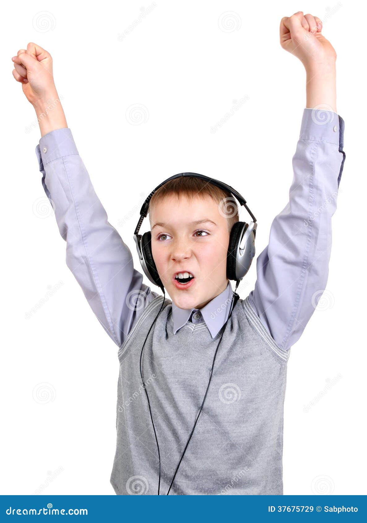 Boy in Headphones stock image. Image of heard, happy - 37675729
