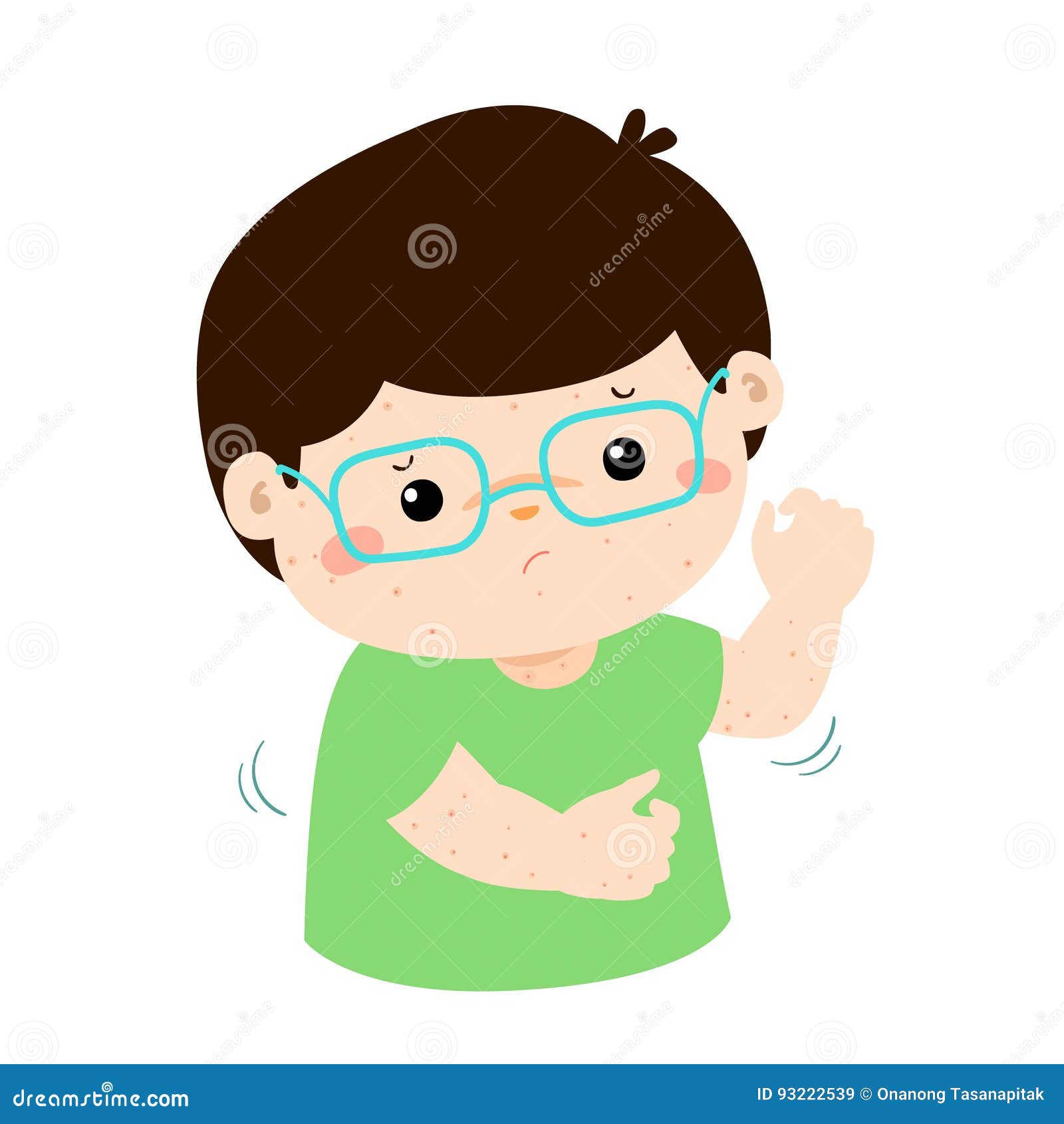 Boy with Health Problem Allergy Rash Itching. Stock Vector ...