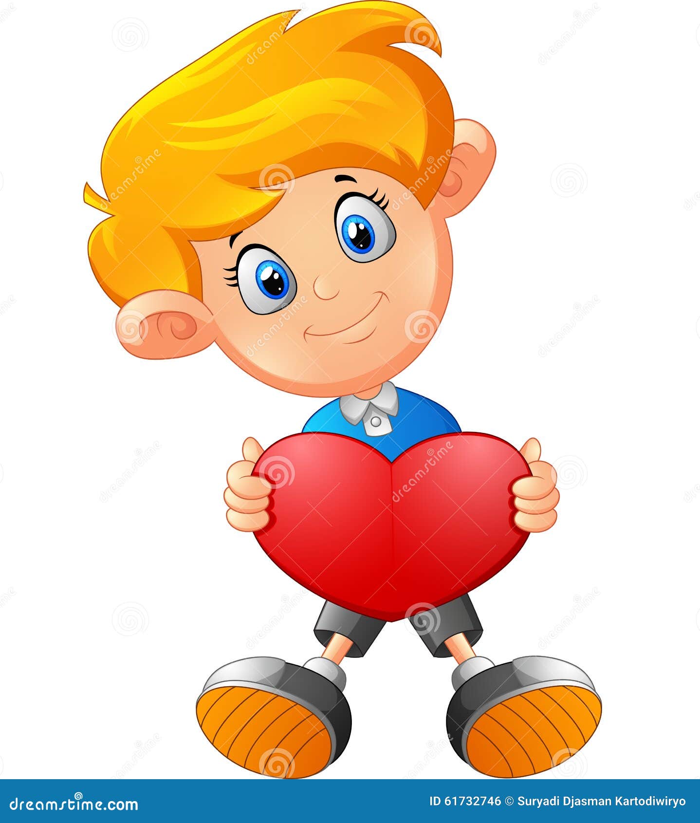 Boy with heart cartoon stock illustration. Illustration of ...