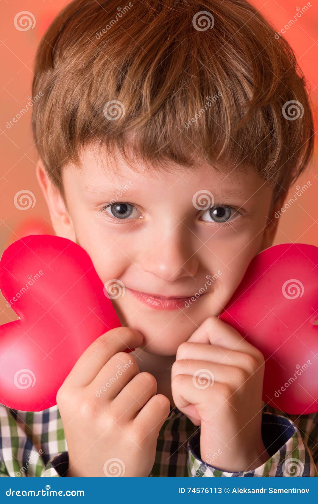 Boy with a Heart in His Hands Stock Image - Image of valentines ...