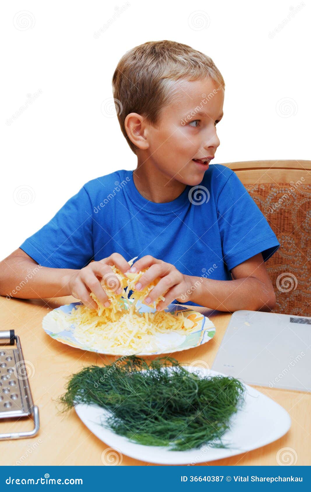 The Boy Helps To Cook Food. Stock Image - Image of isolated, help: 36640387