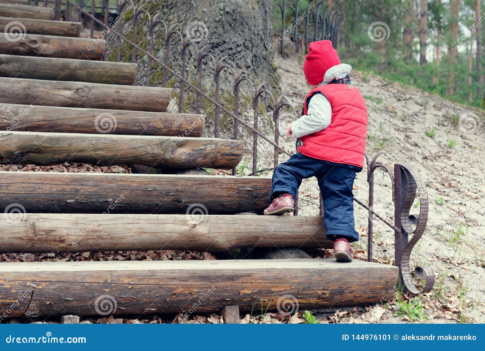 The Boy Himself Climbs the Steep Stairs Stock Image - Image of ...