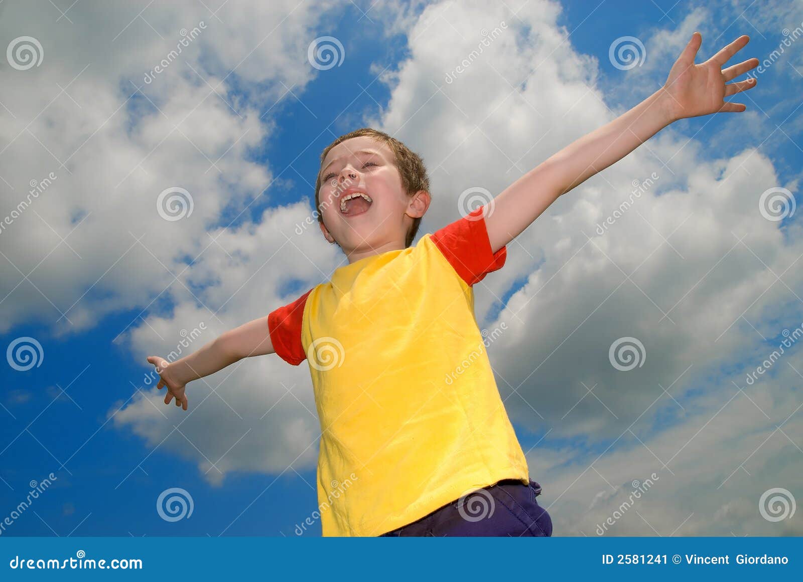 Boy with His Arms Wide Open Stock Image - Image of summer, land: 2581241