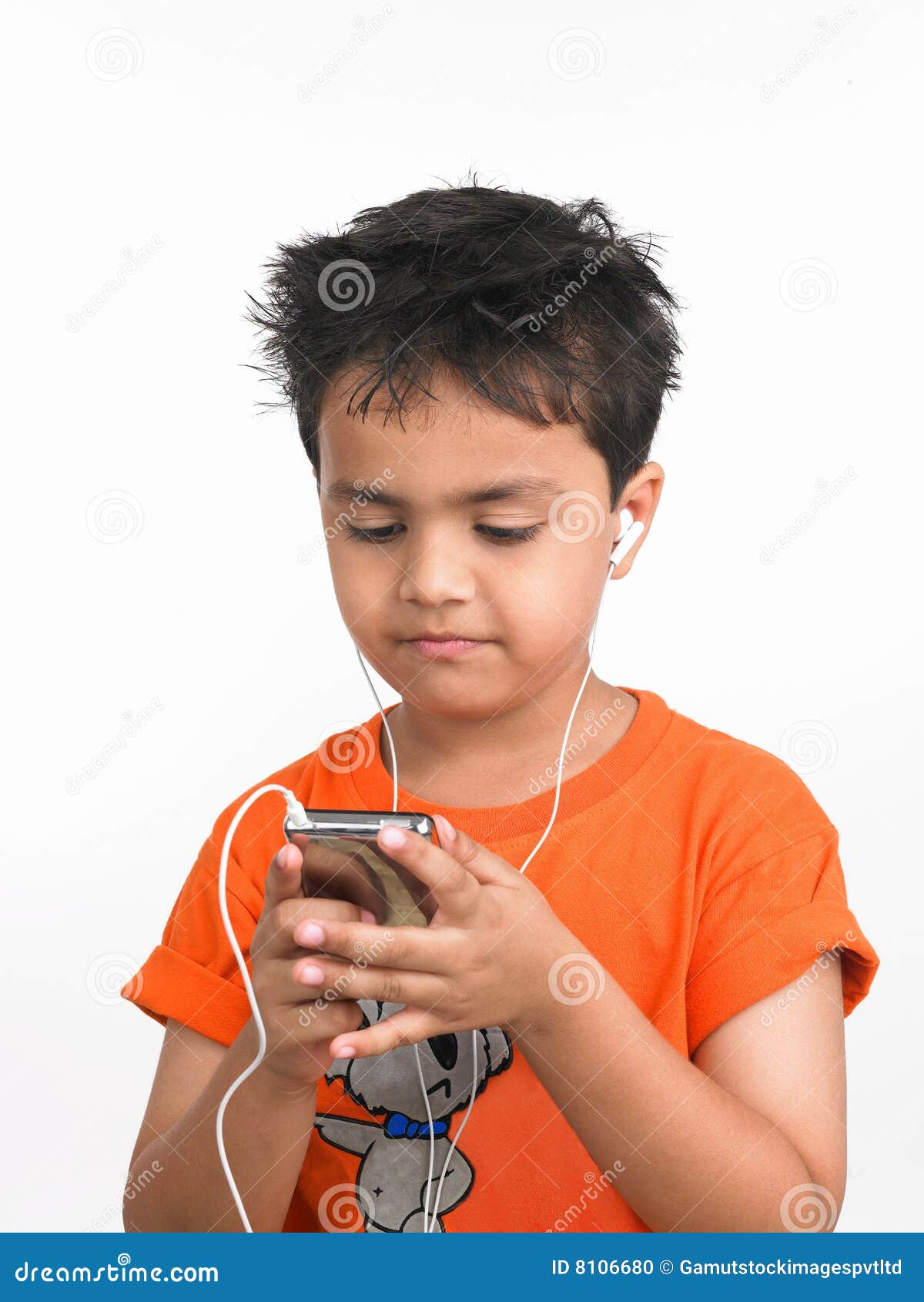 Boy with his cell phone stock photo. Image of jelled, music - 8106680
