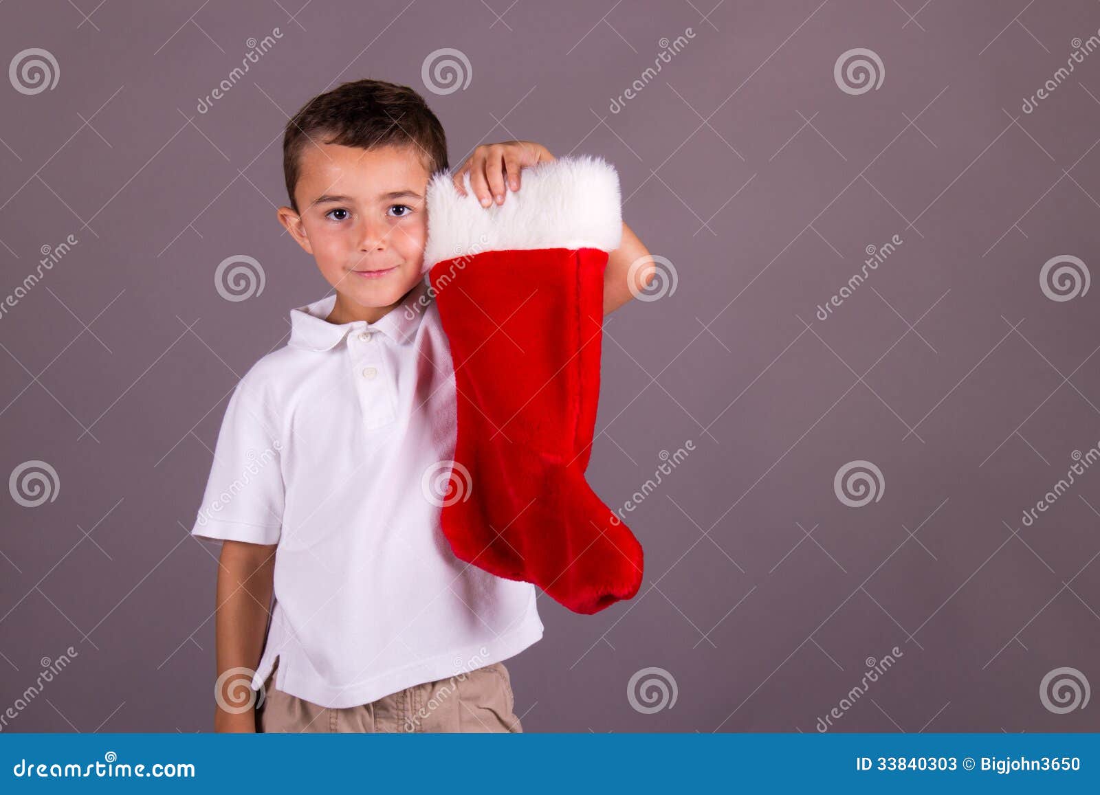 Boy and His Christmas Stocking Stock Image - Image of celebration ...