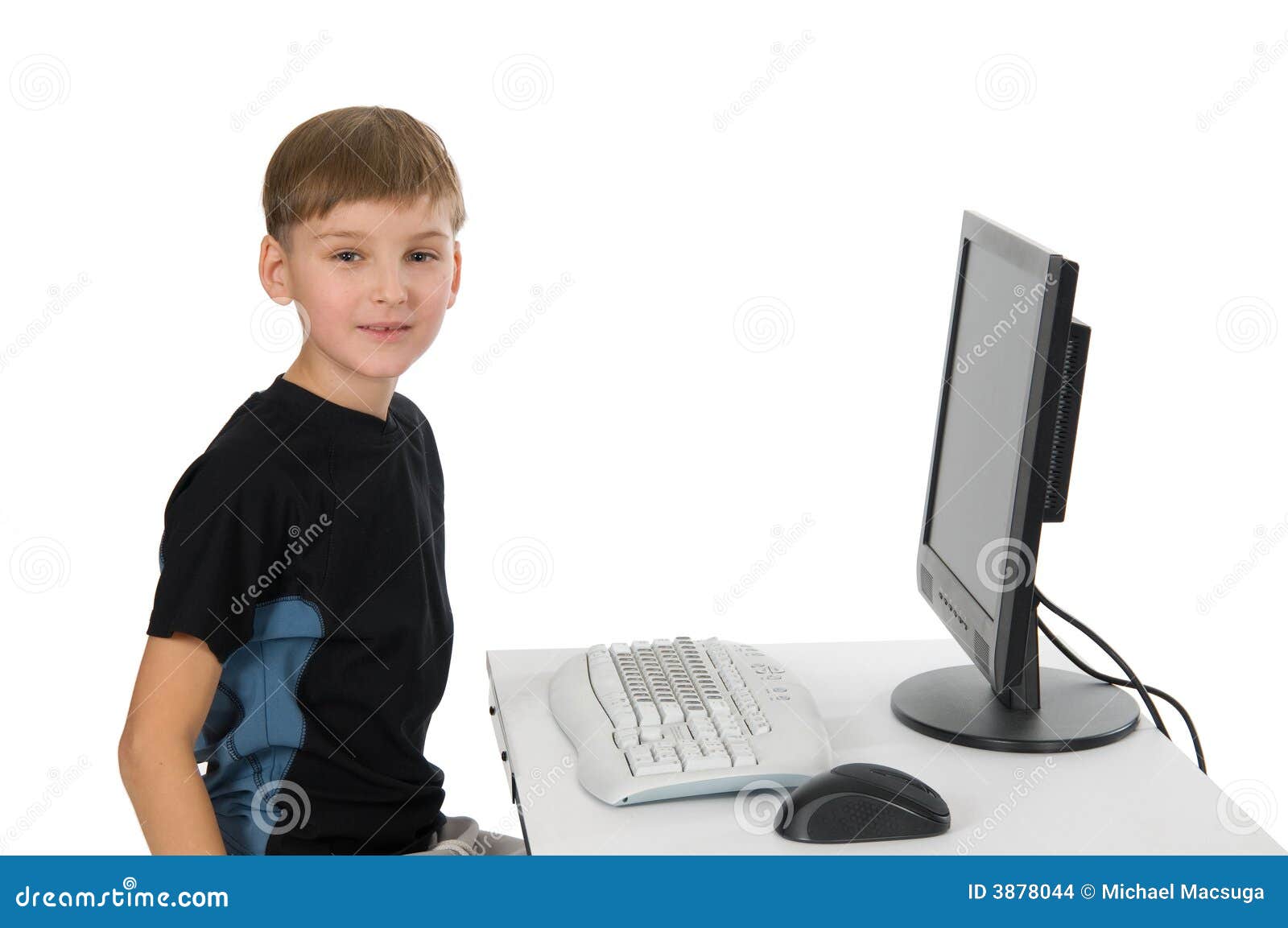 Boy on His Computer stock photo. Image of internet, email - 3878044