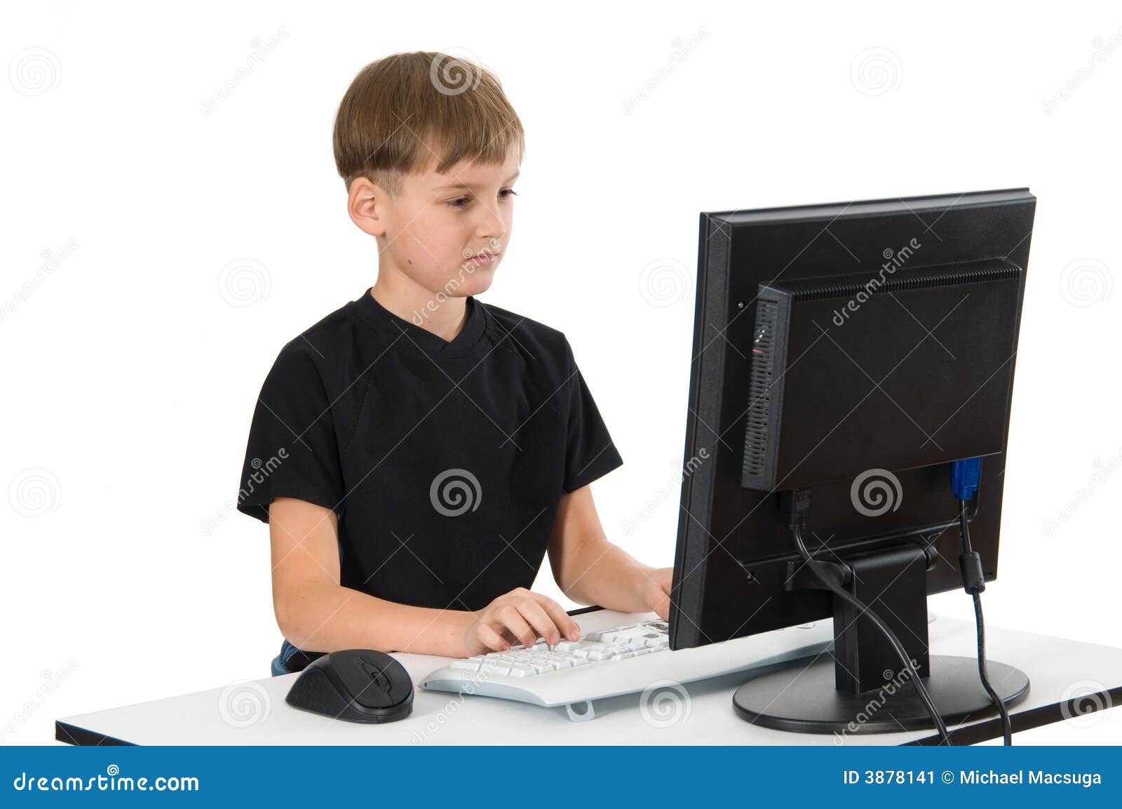 Boy on His Computer stock image. Image of male, computer - 3878141