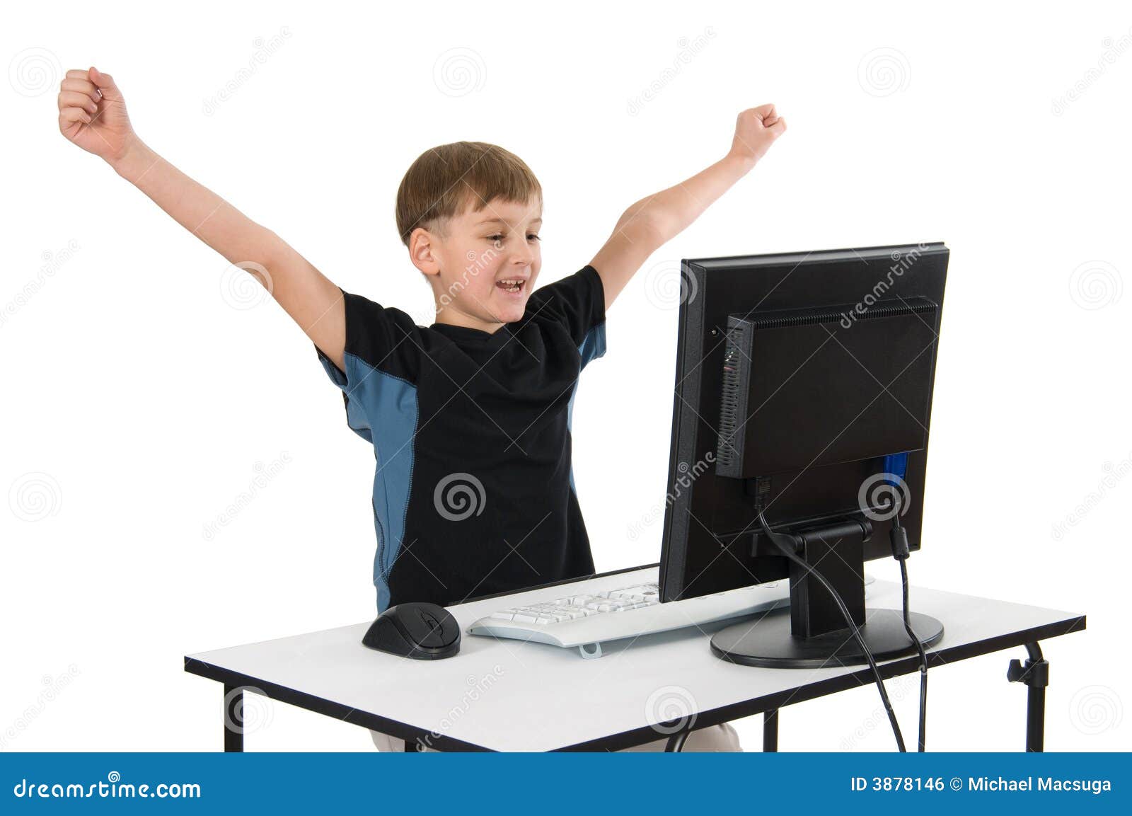 Boy on His Computer stock photo. Image of monitor, internet - 3878146