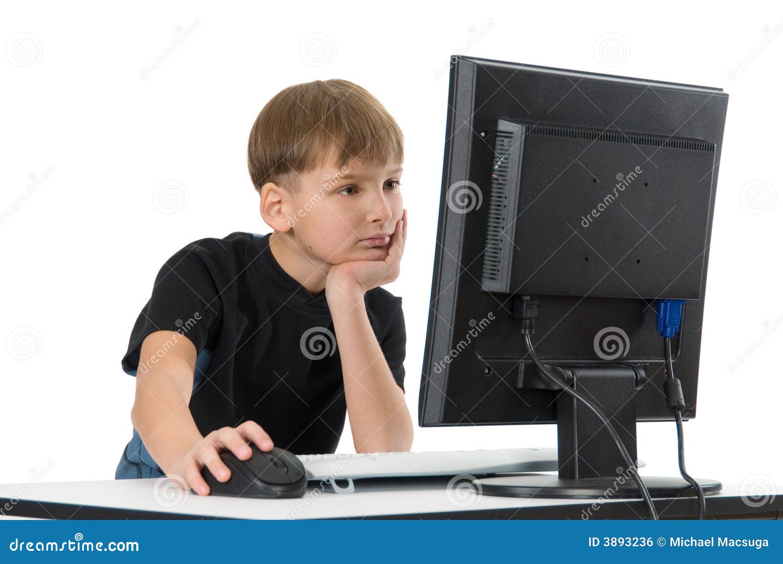 Boy on His Computer stock photo. Image of child, monitor - 3893236