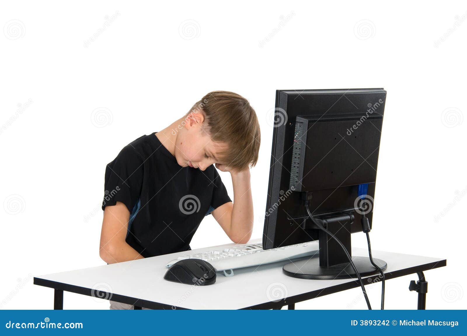 Boy on His Computer stock photo. Image of monitor, student - 3893242