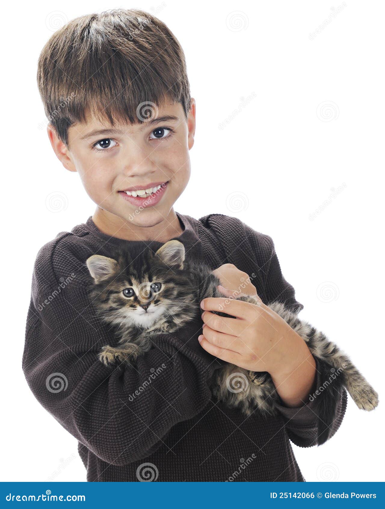 Boy with His Kitten stock photo. Image of close, adorable - 25142066