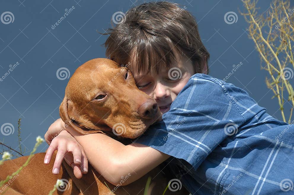 Boy with His Pet Dog stock image. Image of cuddling, animal - 2238647