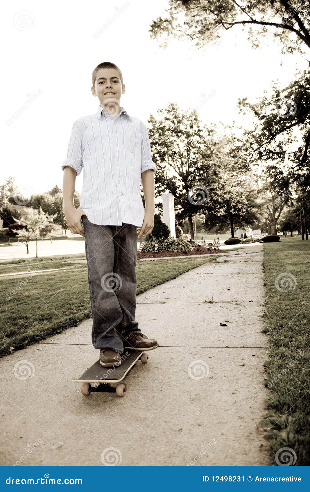 Boy on His Skateboard stock image. Image of hobby, riding - 12498231