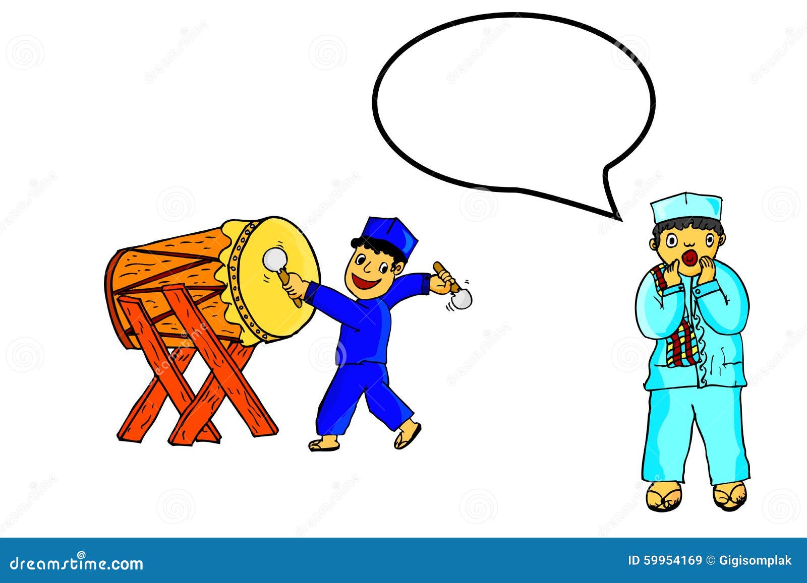 Boy - Hit Bedug (Traditional Indonesia Musical Instrument) Stock Vector ...