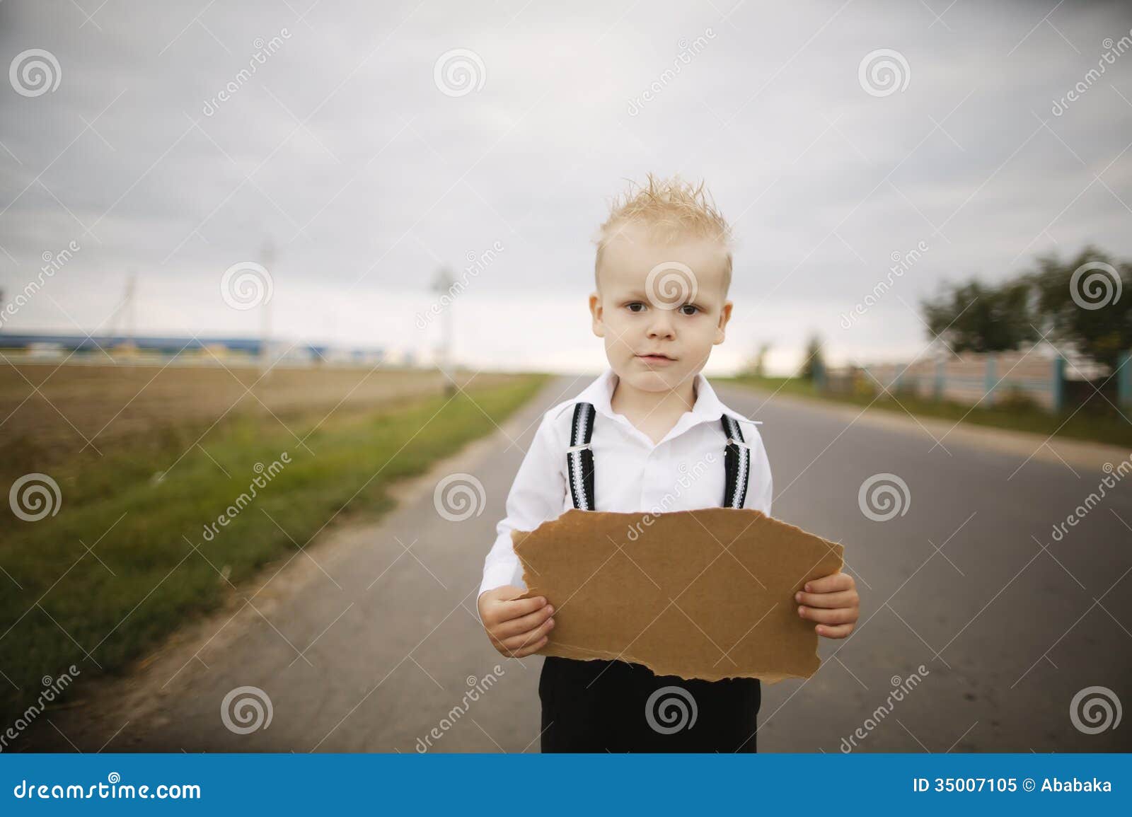 Boy hitch hiking at road stock image. Image of baby, cute - 35007105