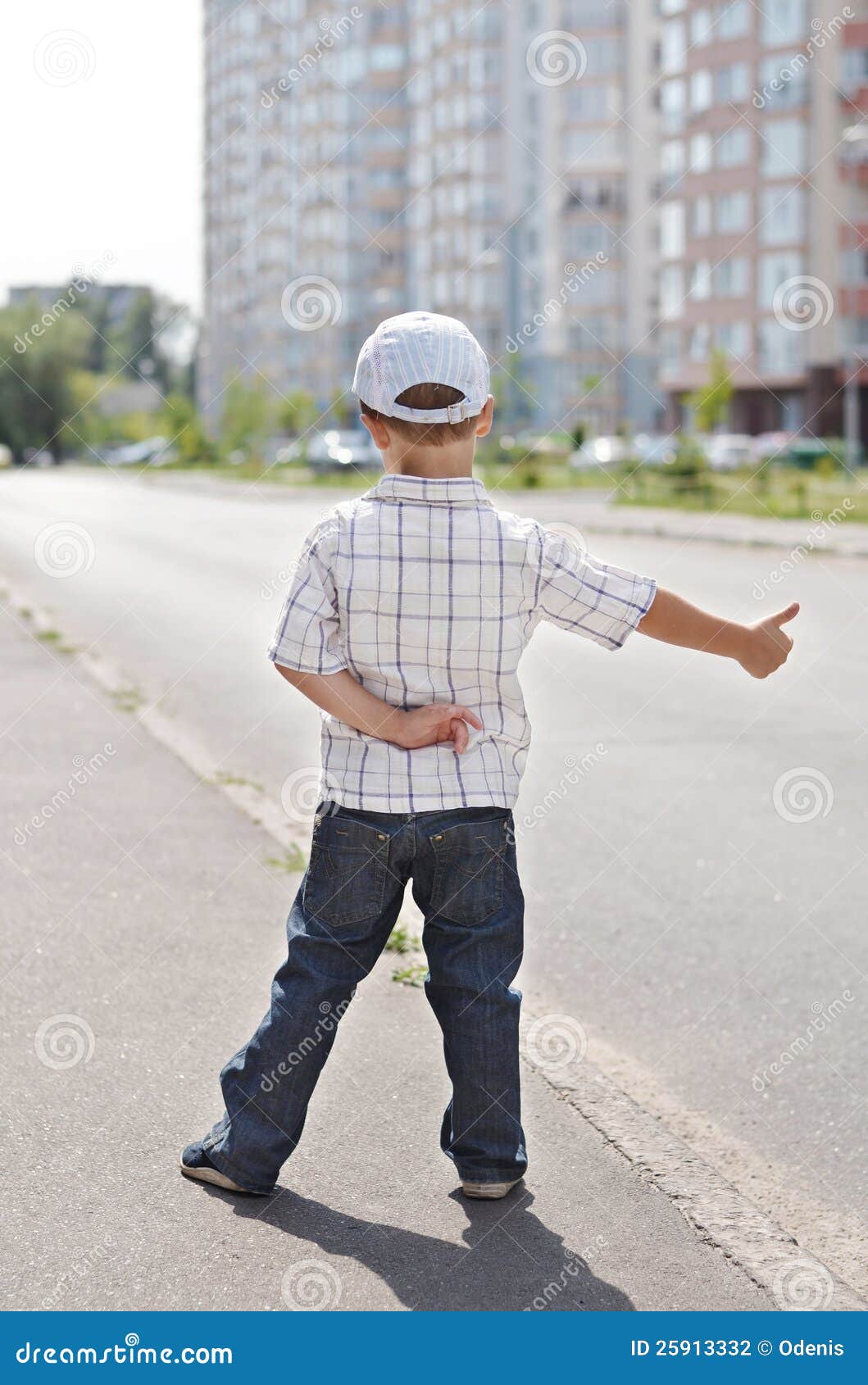 Boy hitching on road stock photo. Image of alone, person - 25913332