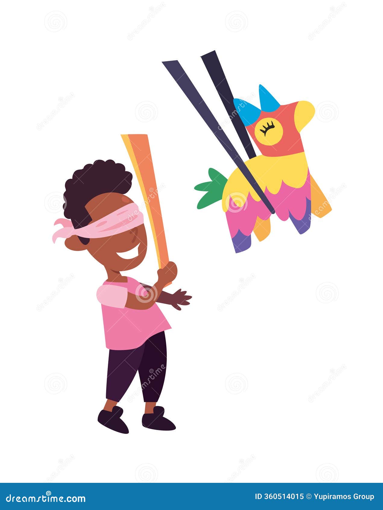 Boy Hitting the Pinata Party Stock Vector - Illustration of child ...