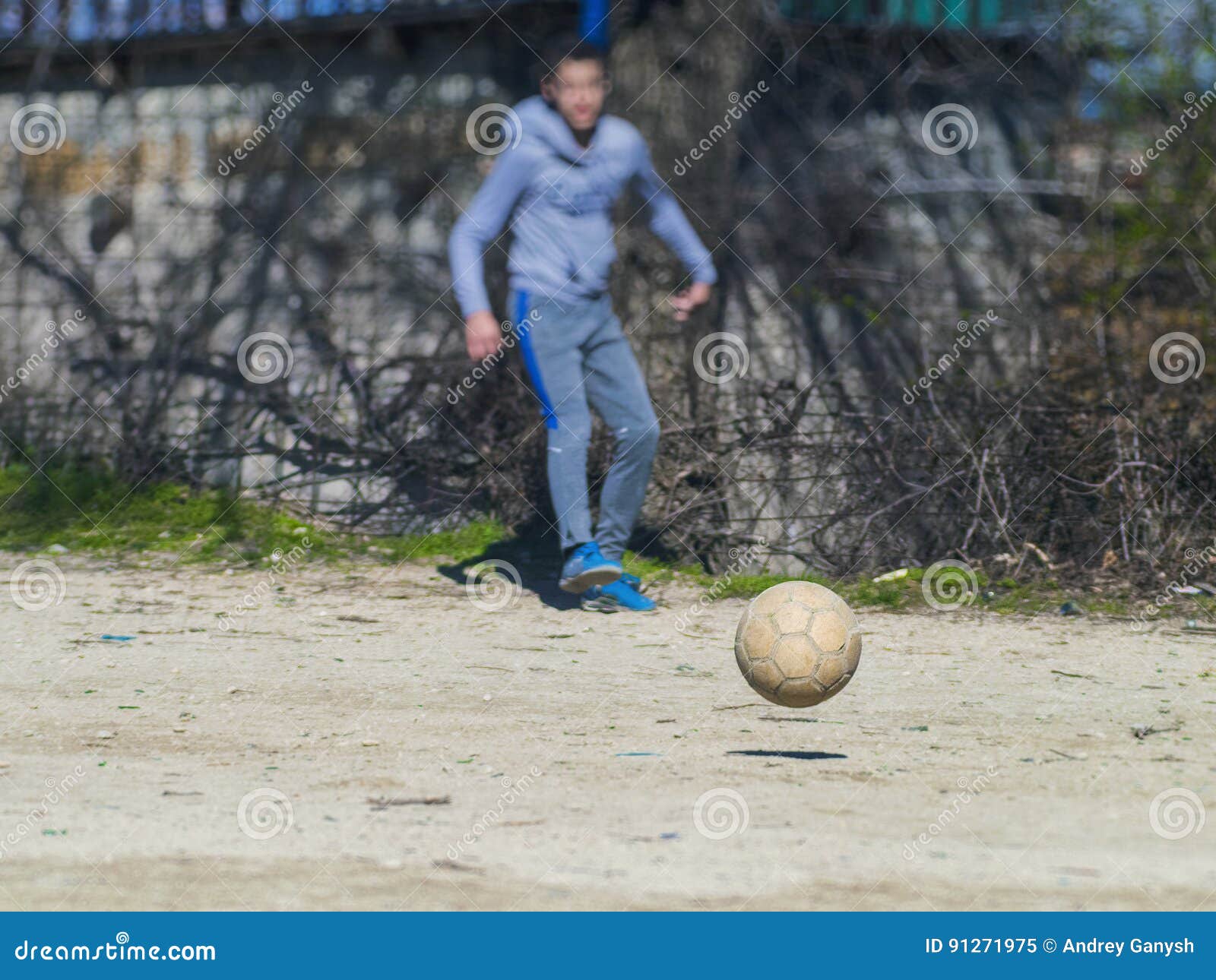 Boy Hitting the Soccer Ball Nice Stock Image - Image of gear, park ...