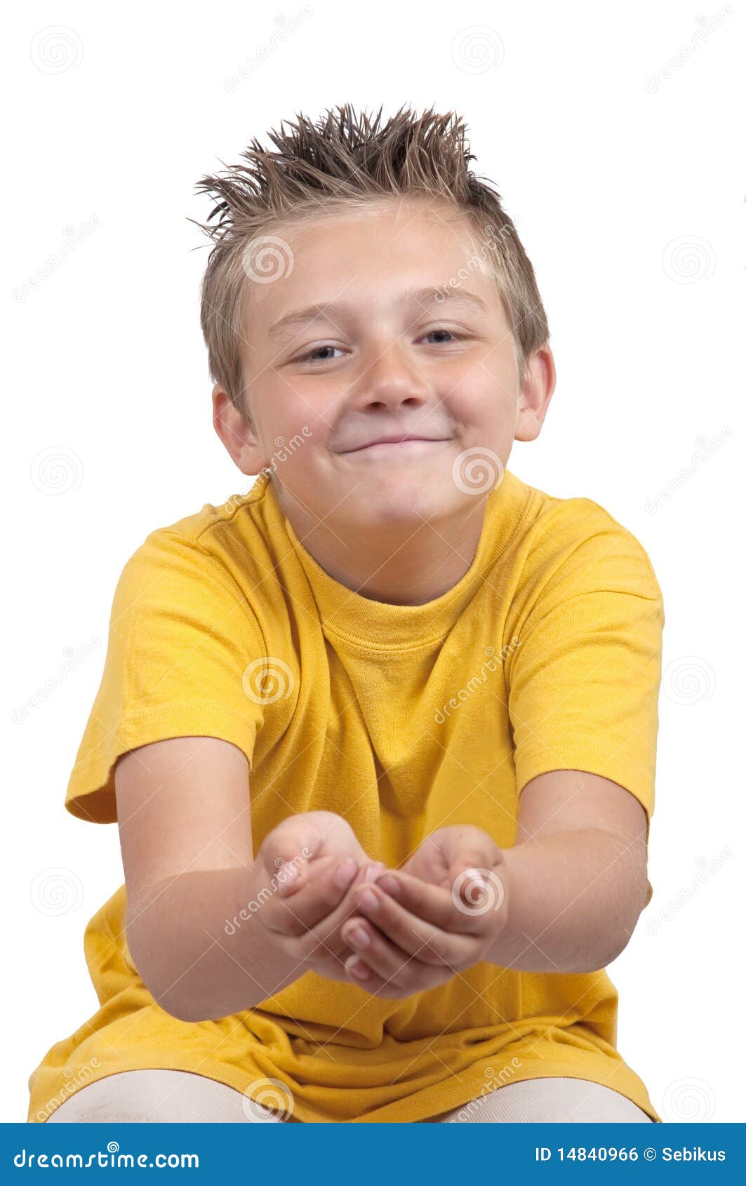 Boy hold out empty hands stock photo. Image of hold, caucasian - 14840966