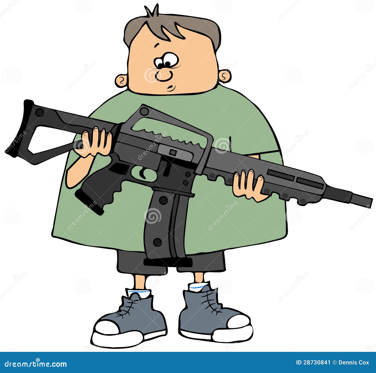 Boy Holding An Assault Rifle Royalty-Free Illustration | CartoonDealer ...