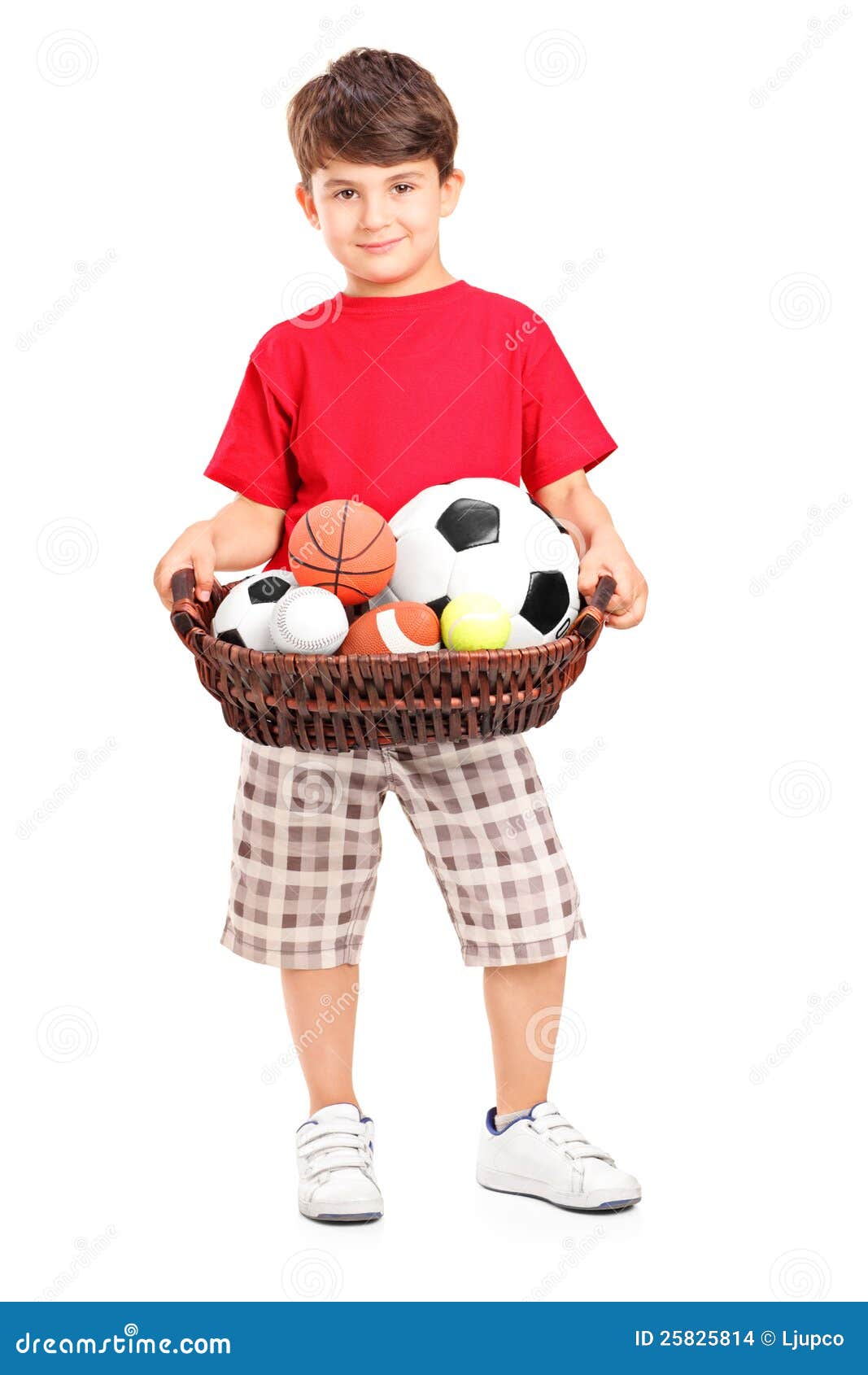 Boy Holding a Basket with Balls Stock Photo - Image of happy ...