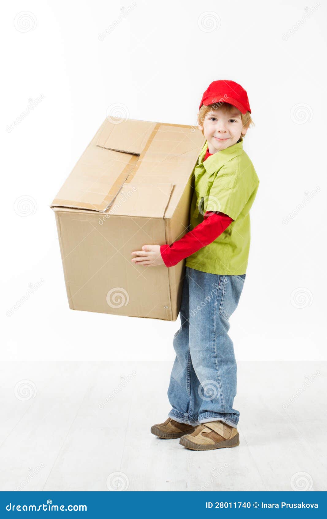 Boy Holding Big Carton Box. Stock Photo - Image of growth, portrait ...