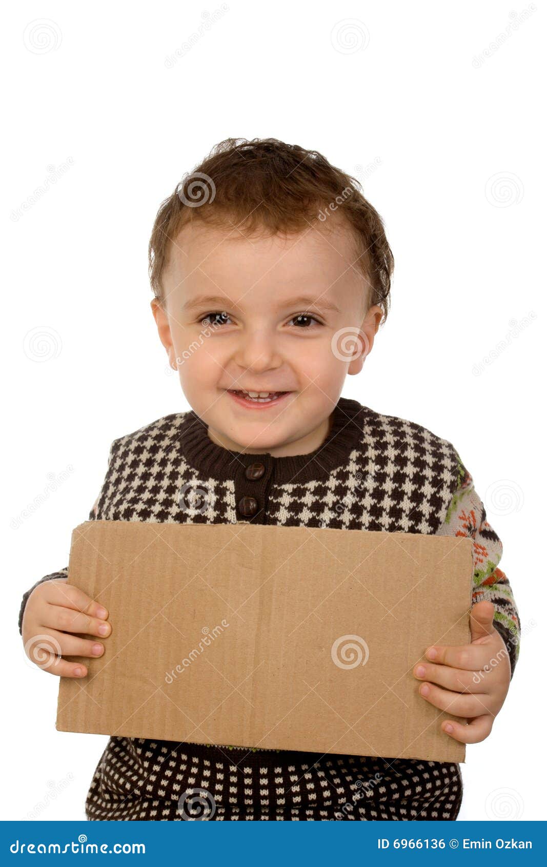 Boy holding a cardboard stock photo. Image of friendly - 6966136