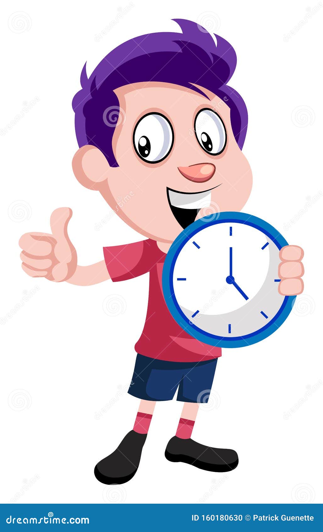 Boy Holding Clock, Illustration, Vector Stock Vector - Illustration of ...