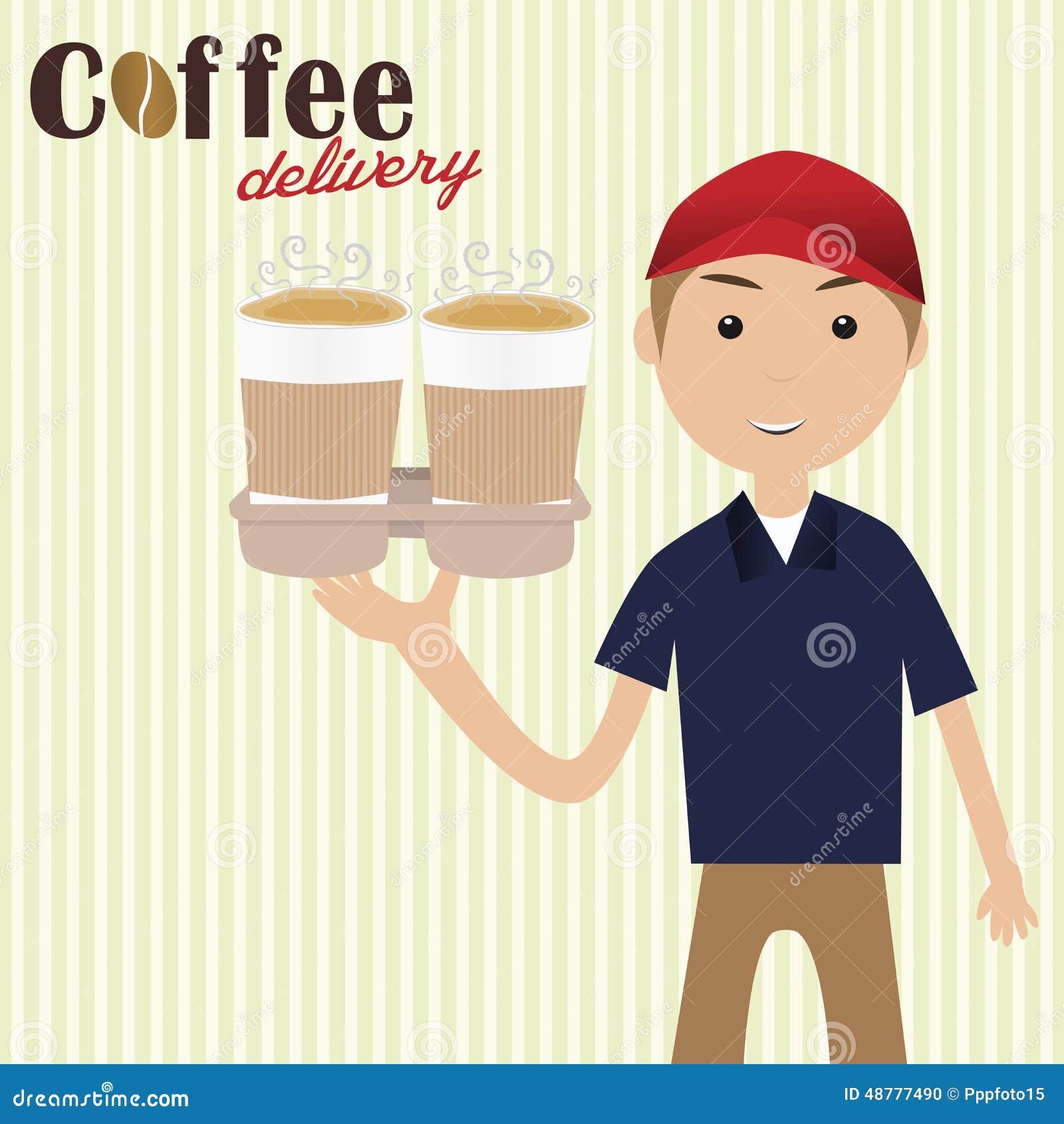 Boy Holding Cups of Coffee for Delivery Stock Vector - Illustration of ...
