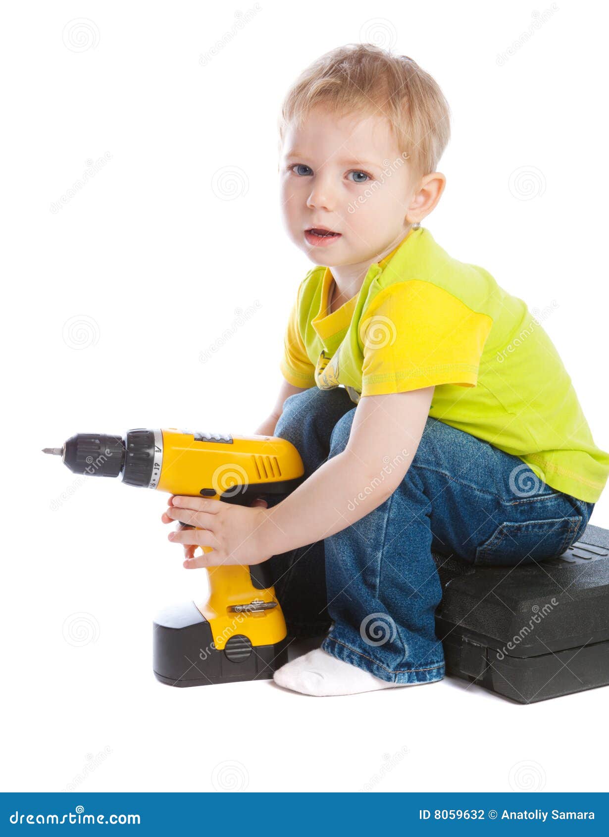 Boy Holding Electric Screwdriver Stock Photo - Image of hold, manual ...