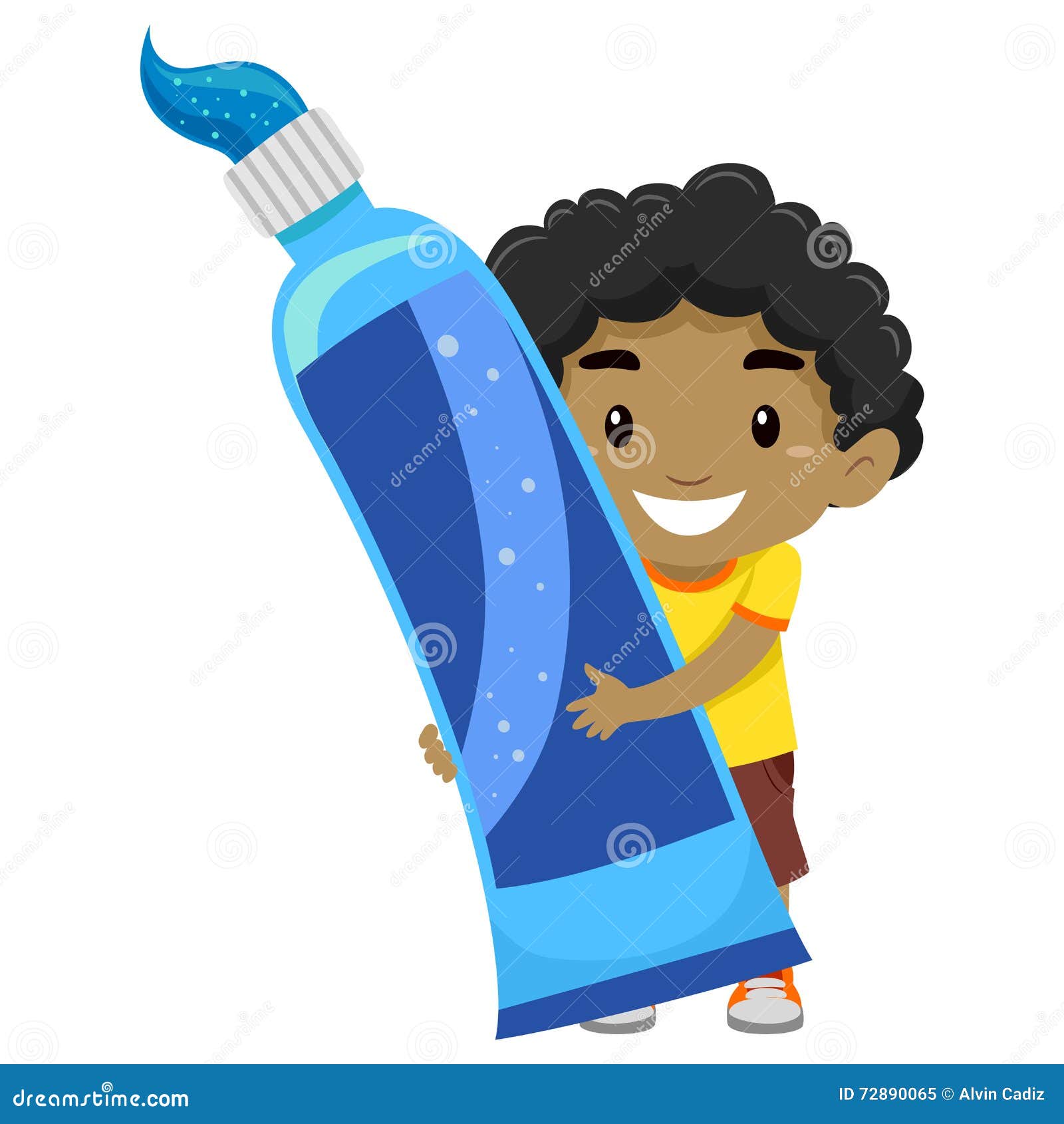 Boy Holding Giant Toothpaste Stock Vector - Illustration of character ...