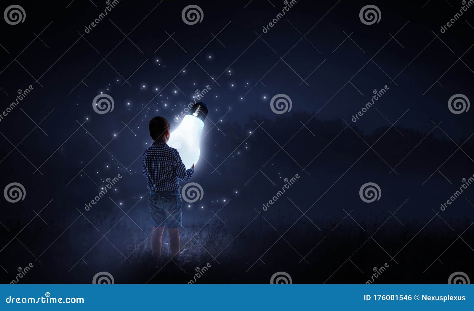 Boy holding a light bulb stock photo. Image of caucasian - 176001546