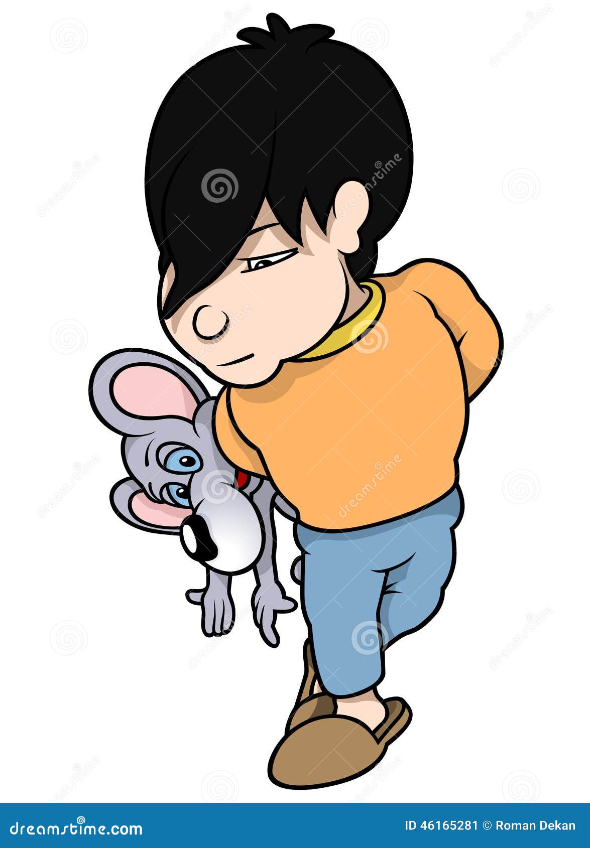 Boy Holding Mouse stock vector. Illustration of figure - 46165281